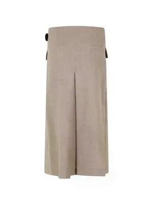 SEMICOUTURE Cressida Belted Pleated Midi Skirt - Neutrals