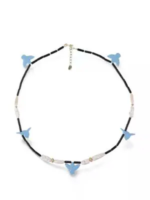 Lisa C Bird-motif Beaded Necklace - Silver