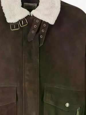 SEMICOUTURE Gloria Buckle-detail Shearling-collar Jacket
