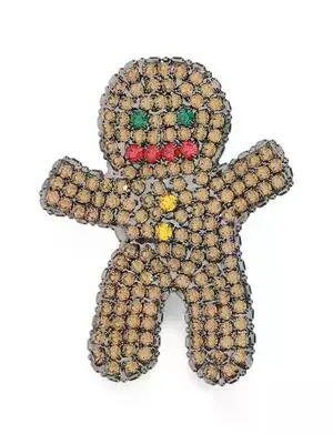 Lisa C Crystal-embellished Gingerbread-man Brooch - Silver