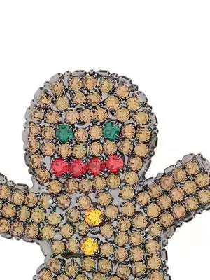 Lisa C Crystal-embellished Gingerbread-man Brooch
