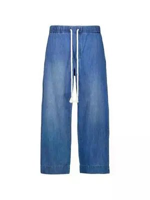 Commas Drawcord-waist Pintuck-pleat Jeans - Blue