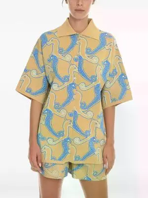 SAMSOE SAMSOE Embroidered Short-sleeve Shirt - Neutrals
