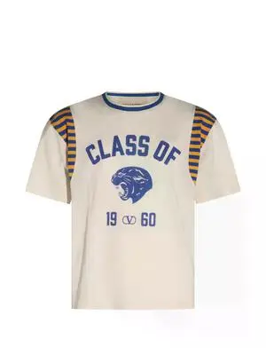 Valentino Garavani Graphic-print Striped-sleeve T-shirt