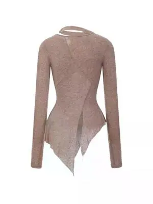 ELYWOOD Asymmetric Stitch-paneled Long-sleeved T-shirt