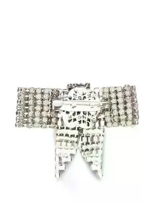 Lisa C Crystal-embellished Bow Brooch - Silver