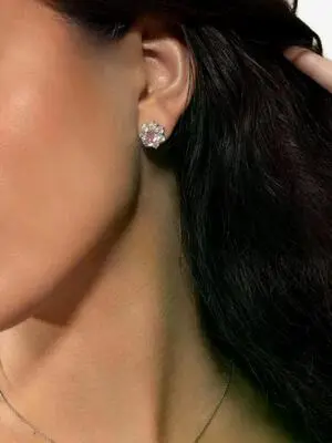FANTASIA BY DESERIO Flower Stud Earrings With Cubic Zirconia In Sterling
