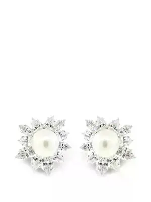 FANTASIA BY DESERIO Pearl Marquise-cut Earrings - Silver