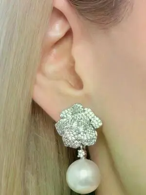 SELF-PORTRAIT Mini Crystal-embellished Flower-drop Earrings - Silver