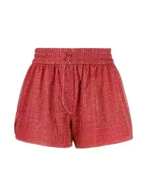 Oseree Glitter-effect Elasticated-waist Shorts - Red