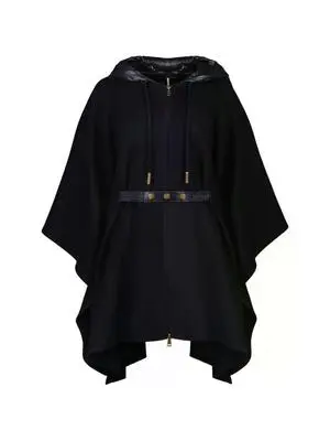 Moncler Hooded Belted Cape - Blue