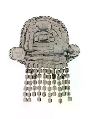 Lisa C Crystal-embellished Fringed Brooch - Silver