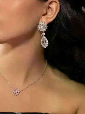 FANTASIA BY DESERIO Cluster Drop Earrings - Silver