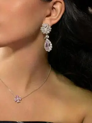 FANTASIA BY DESERIO Cluster Drop Earrings - Silver