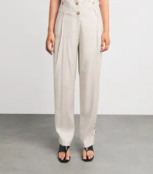 TOCCIN Linen-blend Elowen Trousers With Bow-tie Ankle Detail
