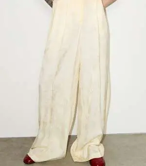 Max & Co. Floral Jacquard Wide-leg Trousers - Yellow