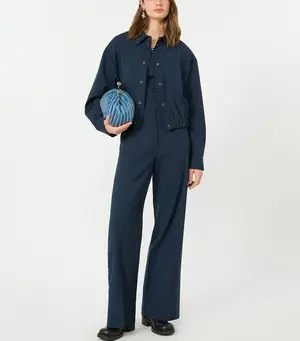 Max Mara Virgin Wool Straight-leg Trousers - Navy