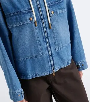 Moncler Ecrevisse Layered Denim Down Jacket