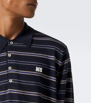 WALES BONNER Beam Striped Wool Polo Sweater
