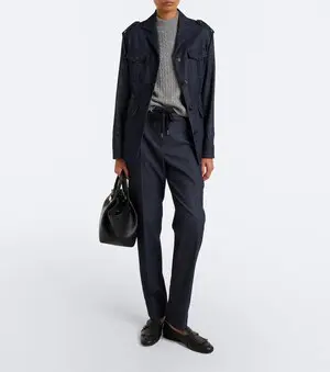 Eleventy Wool-blend Tapered Pants