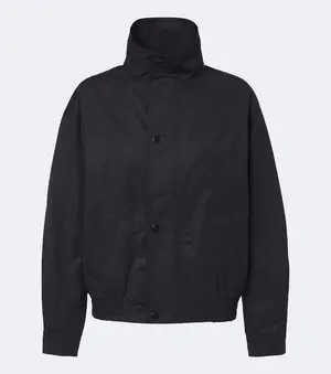 NILI LOTAN Klaire Cotton-blend Bomber Jacket - Black
