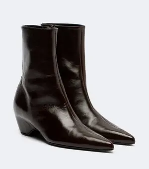 Khaite Sybil Leather Ankle Boots - Molasses
