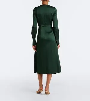 Erdem Floral-applique Satin Seersucker Midi Dress