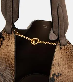 Khaite Lotus Small Snake-effect Leather Tote Bag - Grey