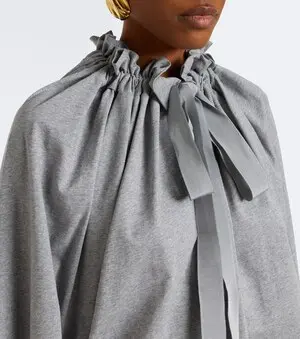 PATOU Bow-detail Gathered Cotton Jersey Top - Grey