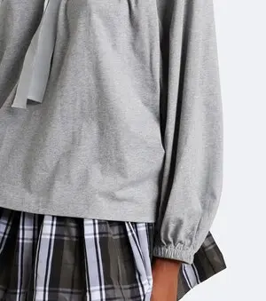PATOU Bow-detail Gathered Cotton Jersey Top - Grey