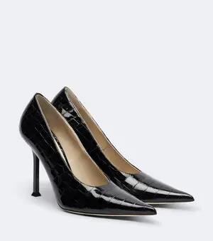 CHRISTEN Helix Snake-effect Leather Pumps - Black