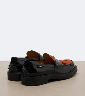 TOD'S Leather Leopard-print Penny Loafers