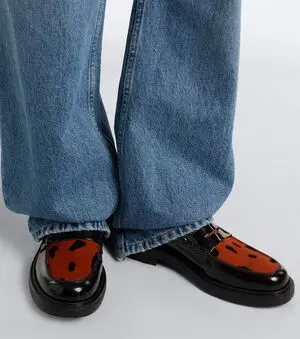 TOD'S Leather Leopard-print Penny Loafers