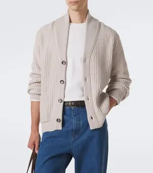 ALLUDE Ribbed-knit Wool And Cashmere Cardigan