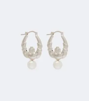 Simone Rocha Faux Pearl Hoop Earrings - Silver