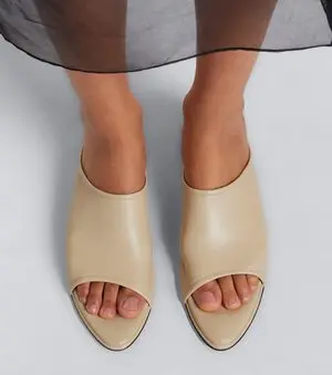 CHRISTEN Stretch Leather Wedge Mules