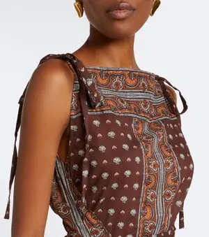 DÔEN Amarante Printed Cotton Voile Midi Dress