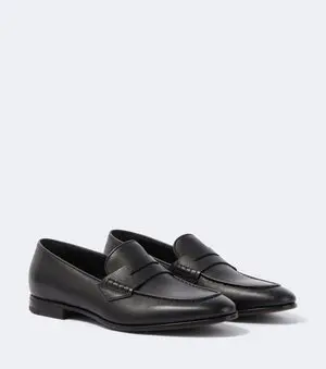 Canali Leather Penny Loafers - Black