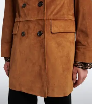 NILI LOTAN Remington Double-breasted Suede Coat