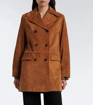 NILI LOTAN Remington Double-breasted Suede Coat