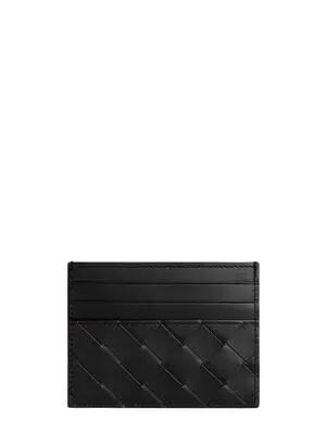 Bottega Veneta Woven Leather Card Holder - Black