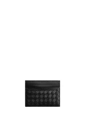 Bottega Veneta Leather Card Holder - Black