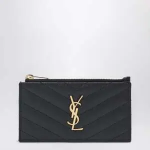 Saint Laurent Quilted Cassandre Card Holder - Black