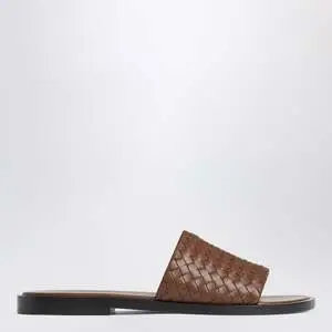 Bottega Veneta Elio Woven Leather Mules - Brown