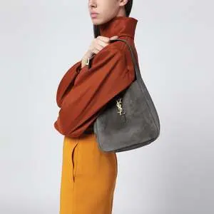 Saint Laurent Small Le 5 À 7 Grey Suede Bag - Brown