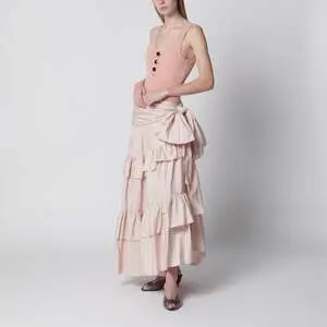 Chloé Long Ruffled Cotton Poplin Skirt - Pink