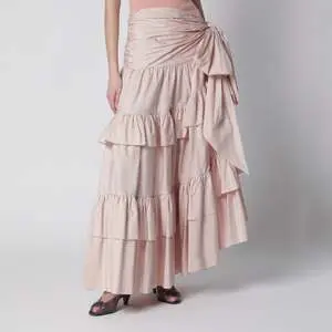Chloé Long Ruffled Cotton Poplin Skirt - Pink