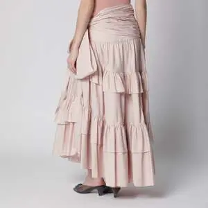 Chloé Long Ruffled Cotton Poplin Skirt - Pink