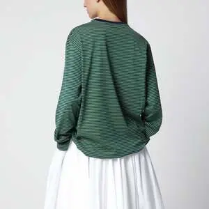 Miu Miu Navy /green Striped Cotton Sweater