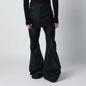Rick Owens Megastrapped Bolans Jeans In Nylon Canvas - Black